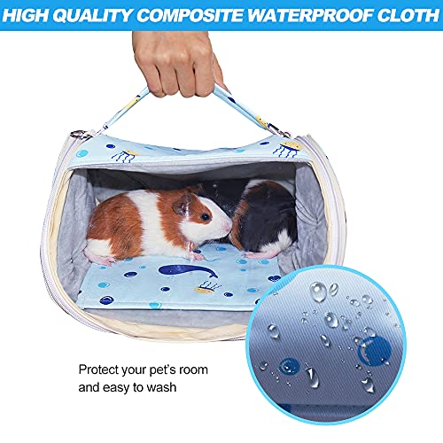 HOMEYA Guinea Pig Carrier Bag,Small Animal Pet Hamster Carrier Portable Breathable Outgoing Sling Bag for Ferret Hedgehog Chinchilla Rat Sugar Glider with Shoulder Strap Outdoor,Travel,Hiking-L(Ocean)
