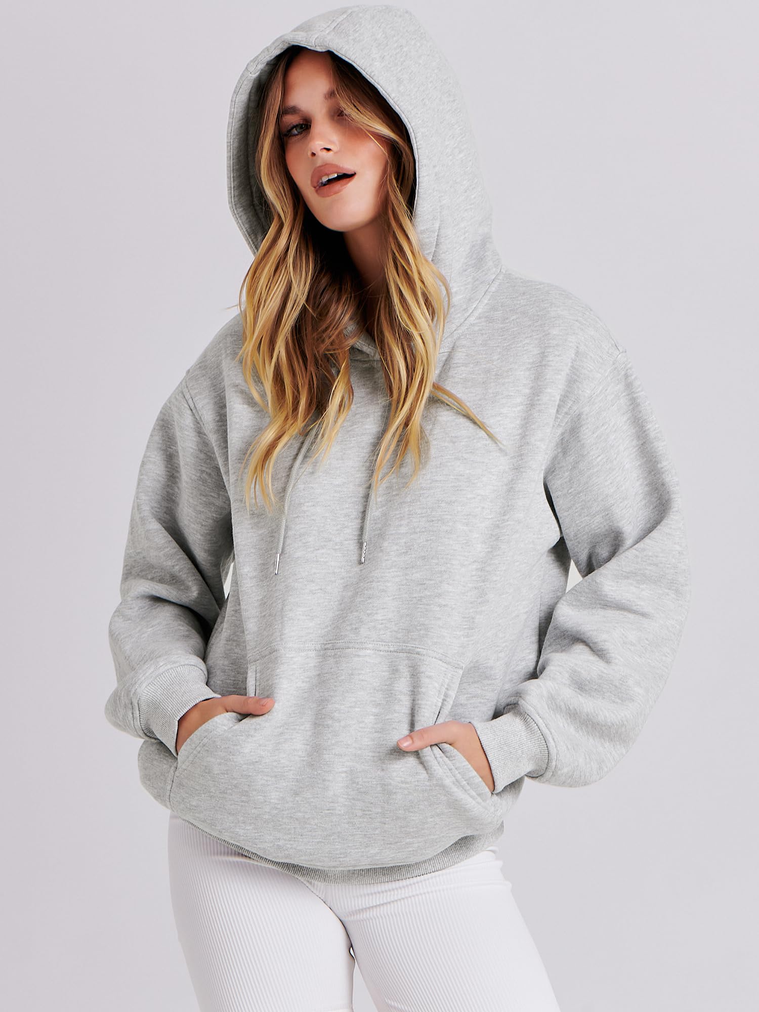 ANRABESS Women's Oversized Fleece Hoodies Basic Pullover Sweatshirt Fall Fashion 2025 Outfits Trendy Y2k Teens Preppy Clothes Heather Gray-L