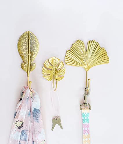 Dorm Queen Gold Decorative Wall Hooks β Set of 3 | Gold Hooks for Hanging Keys, Hats and Jewelry | Gold Wall Hooks | Wall Hooks Decorative | Decorative Hooks | Hat Hooks for Wall | Brass Hooks