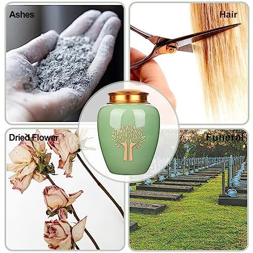 Stylitzy Medium Urn for Human Ashes,Decorative Ceramic Cremation Urn for Human or Pet Ashes,Small Keepsake Urn for Sharing Ashes Hold Up to 65 Cubic Inch,Tree of Life Design Memorial Urns (Green)