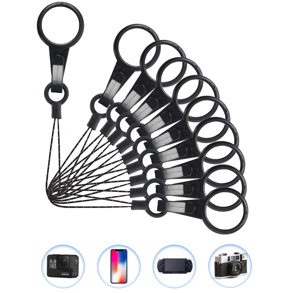 YOUOWO 10 Pcs Lanyards,for USB, Phone, Key Finger Ring Plastic Strap Detachable Small Lanyard
