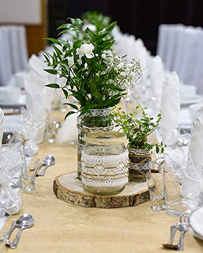 Caydo 9-10 Inch Large Wood Slice with Wood Table Holders as Serving Trays for Table Centerpiece, Wedding Decoration, Baby showers, Christmas and Forest Theme Parties