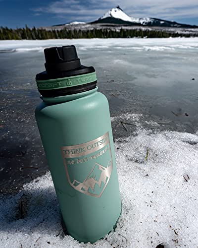 Tempercraft 32 oz Vacuum Insulated Sport Bottle | Custom Laser Engraved Options | Stainless Steel, Double-Walled, Wide Mouth (River - Blank)