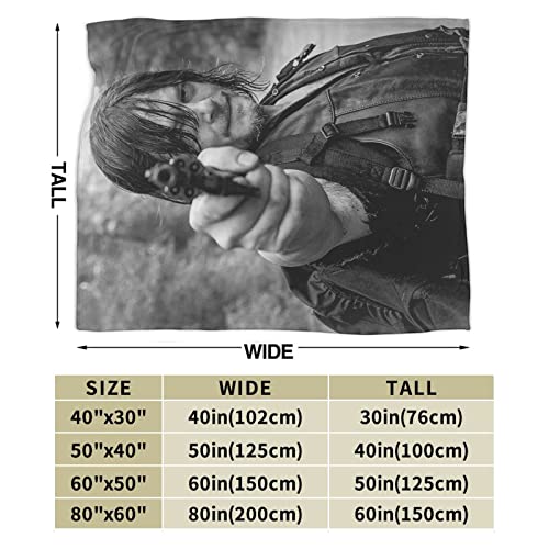 Norman Reedus Flannel Blanket Daryl Dixon Soft Air Conditioner Blanket Anti-Pilling Lap Blanket for Sofa Bedroom Living Room 50x40 inch
