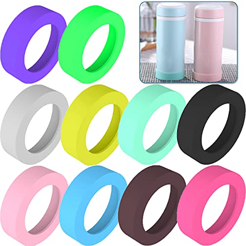 20 PCS 65mm Protective Cup Mat Silicone Sleeve Heat-Resistant Water Bottle Holder Insulation Mat Non-Slip Cup Mug Coaster (10 Colors,2 of Each)