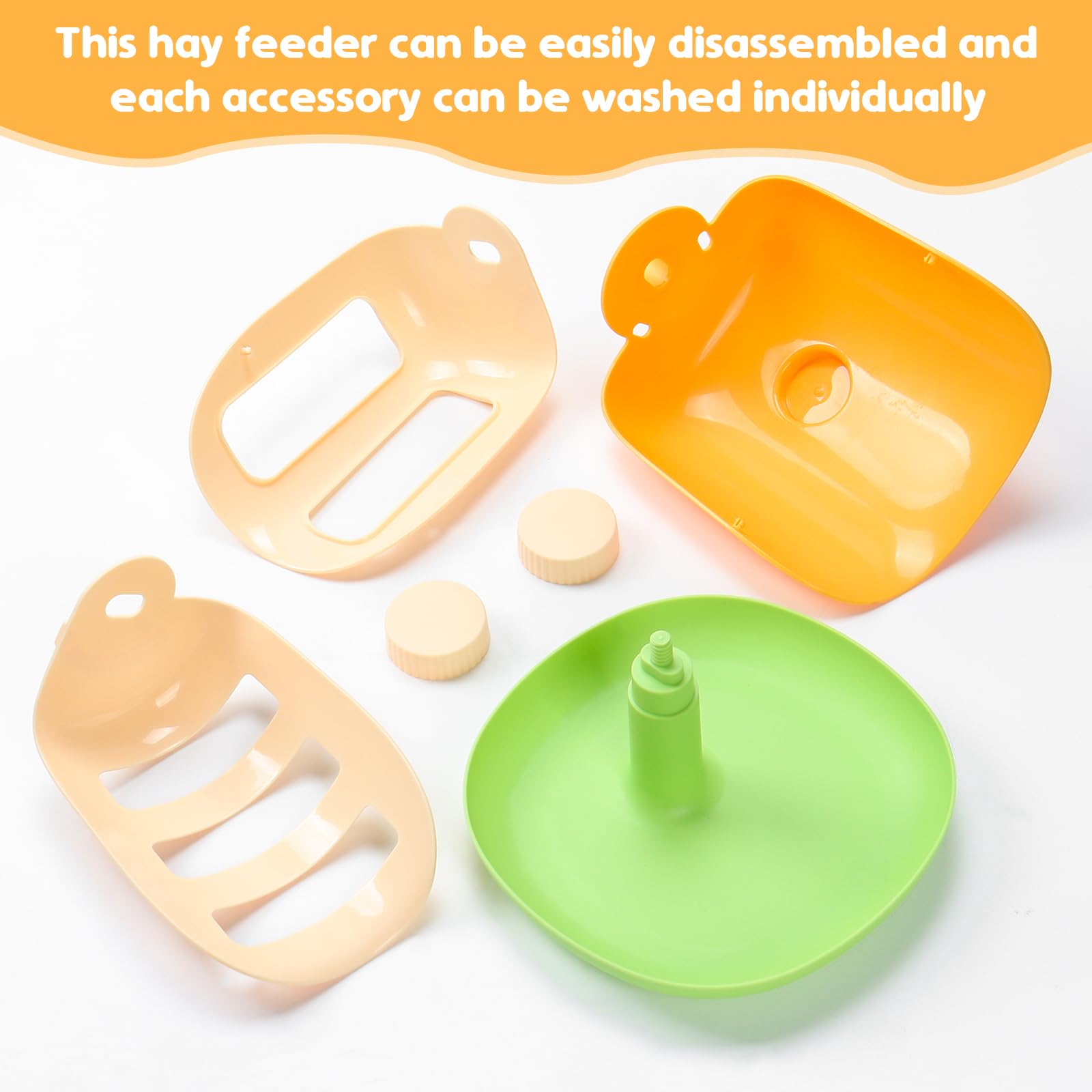 VCZONE Anti-Waste Large Capacity Hay Feeder for Guinea Pig, Rabbit, Chinchilla - 2 in 1, Orange