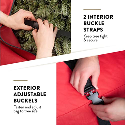 Zober Rolling Large Christmas Tree Storage Bag - Fits Upto 9 ft. Artificial Disassembled Trees, Durable Handles & Wheels for Easy Carrying and Transport - 600D Durable Fabric