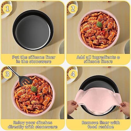 Silicone Slow Cooker Liners Fits for 6-8 Quarts Crockpot,Reusable Silicone Cooking Bags Liners,Dishwasher Safe/Easy Clean/Leakproof/Slow Cooker Accessories for Oval Or Round Cooker (pink+yellow,7-8QT)