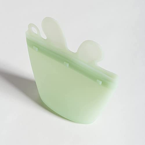 Reusable Snack Bag for Kids. Easy, Quick, Fun Snacks on the Go. Food Grade Silicone, Dishwasher-Safe, Eco-Friendly, Non-Toxic, Strong Seal. Great for Travel, School or Home. (Semi-Transparent Green)