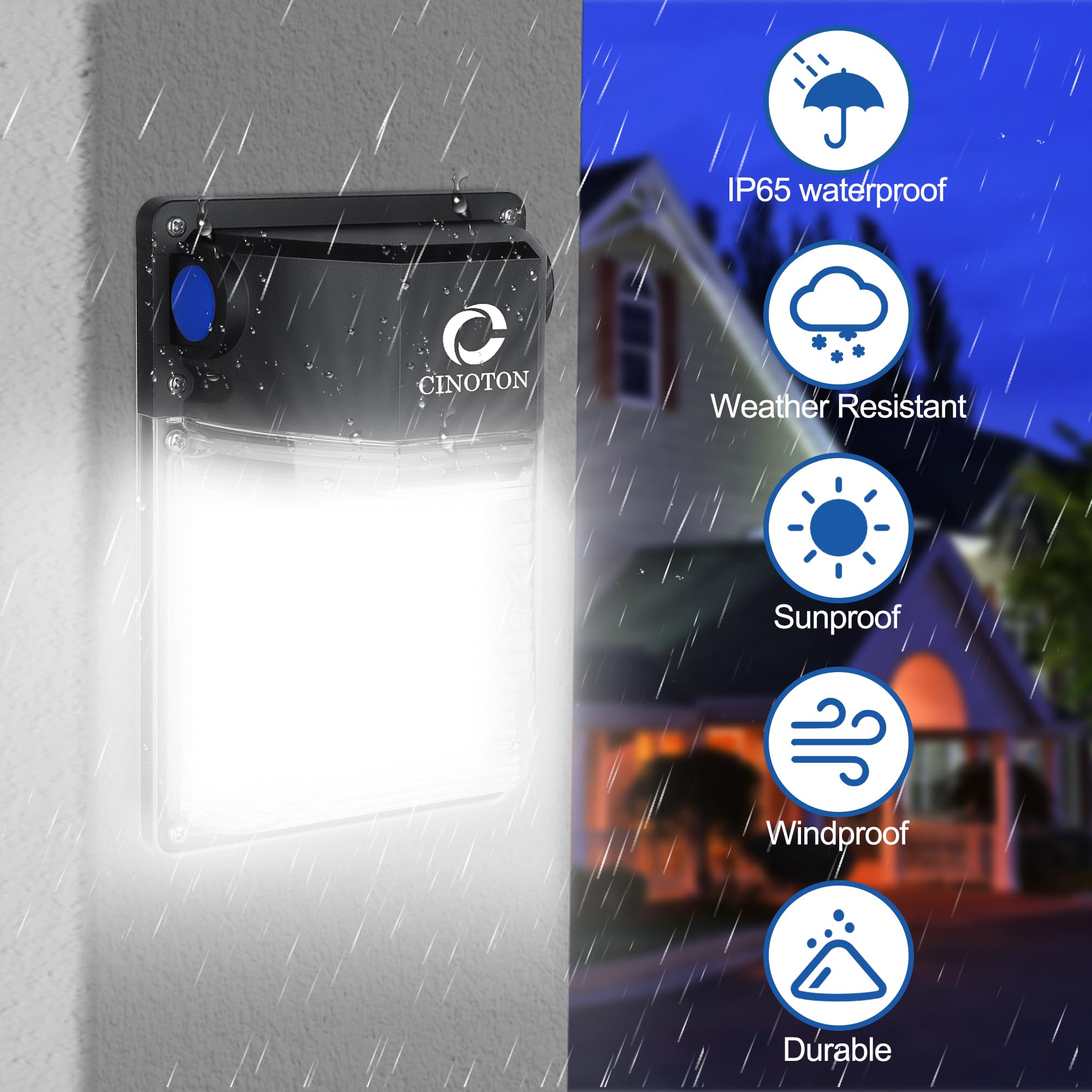 CINOTON 30W LED Wall Pack Light with Dusk to Dawn Sensor, 3600LM, 5000K Daylight [120Vac/200-300W HID/HPS Equiv.] IP65 Waterproof Outdoor Security Flood Lighting for Garage Warehouse Garden 2 Pack
