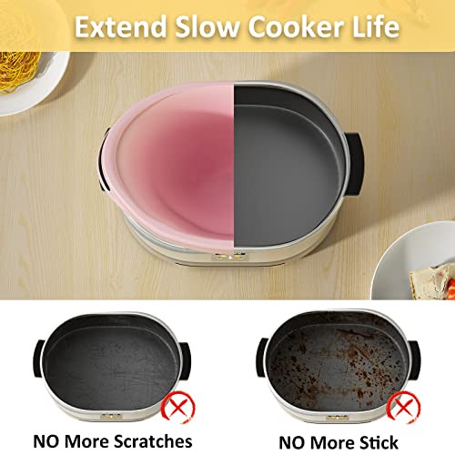 Silicone Slow Cooker Liners Fits for 6-8 Quarts Crockpot,Reusable Silicone Cooking Bags Liners,Dishwasher Safe/Easy Clean/Leakproof/Slow Cooker Accessories for Oval Or Round Cooker (pink+yellow,7-8QT)