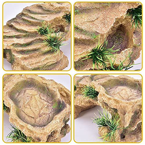MeiMeiDa Turtles Basking Platform Tortoise Resin Dock Reptile Habitat Climbing Ornament Floating Ledge Aquarium Decoration for Small Lizards, Frogs, Snakes,Chameleon