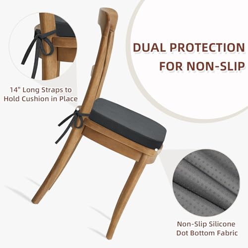 HAVARGO Chair Cushions for Dining Chairs with Supportive Foam, 16.5"X16.2"X2" Thick Kitchen Chair Pads Indoor Seat Cushions for Dining Chairs, Dining Room Chair Cushions Set of 1 Dark Grey