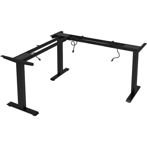 TOPSKY 3-Motor Electric Adjustable Standing and Sitting Computer Desk with 3 Legs for Home and Office 270lb Weight Capacity (Black Frame Only)