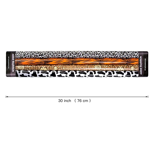 WRAPAHOLIC Wrapping Paper Roll - Animal Prints Design for Birthday, Holiday, Party, Baby Shower Present Packing - 4 Rolls - 30 Inch X 120 Inch Per Roll