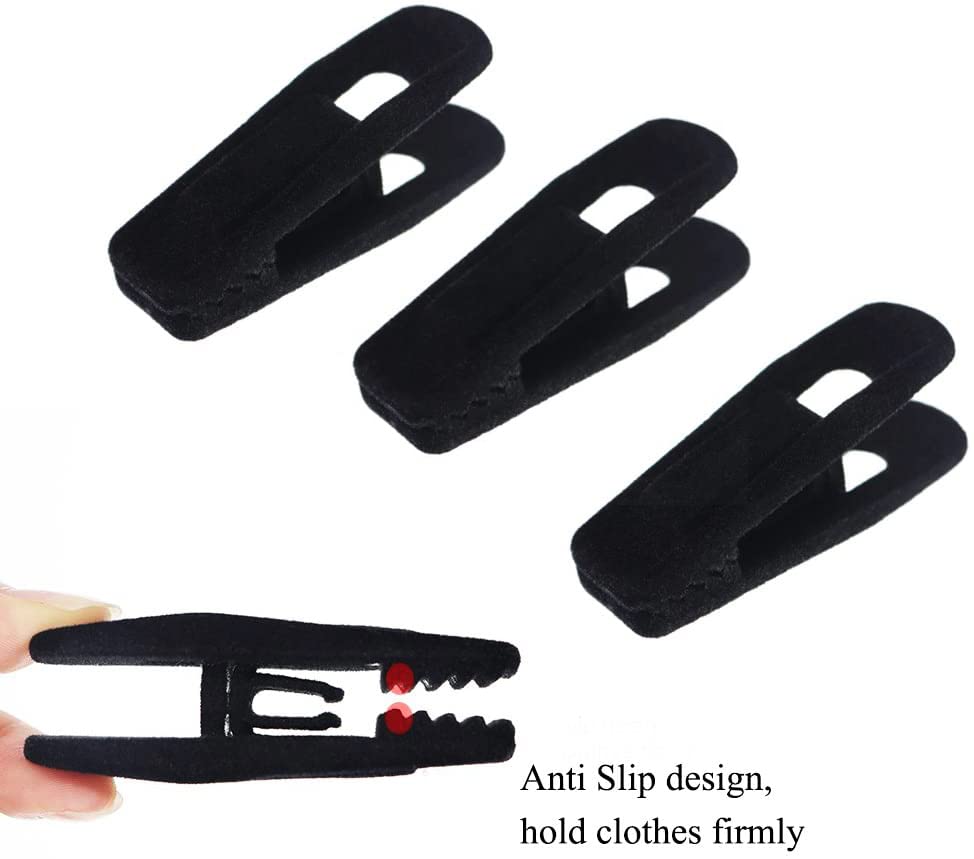 TOFIIGREM Black Velvet Hanger Clips (60-Pack), Non-Slip Strong Velvet Hangers Clips for Velvet Hangers, Pants Skirt Hanger Velvet Clips Fit for Thin Velvet Clothes Suit Hangers