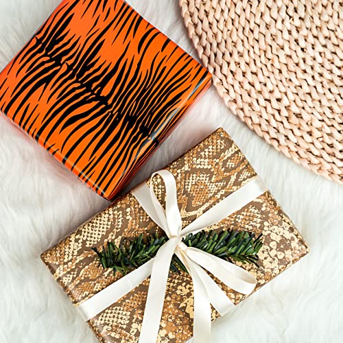 WRAPAHOLIC Wrapping Paper Roll - Animal Prints Design for Birthday, Holiday, Party, Baby Shower Present Packing - 4 Rolls - 30 Inch X 120 Inch Per Roll