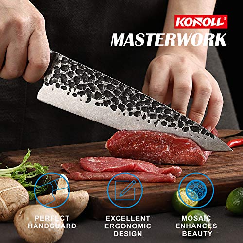 KONOLL Kitchen Knife Block Set Chef Knife Box Set Ultra Sharp Forged Knives Set, High Carbon Steel Kitchen Knife (Knife Box Set 5 Pcs)