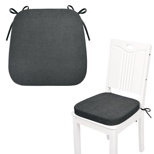 HAVARGO Chair Cushions for Dining Chairs with Supportive Foam, 16.5"X16.2"X2" Thick Kitchen Chair Pads Indoor Seat Cushions for Dining Chairs, Dining Room Chair Cushions Set of 1 Dark Grey