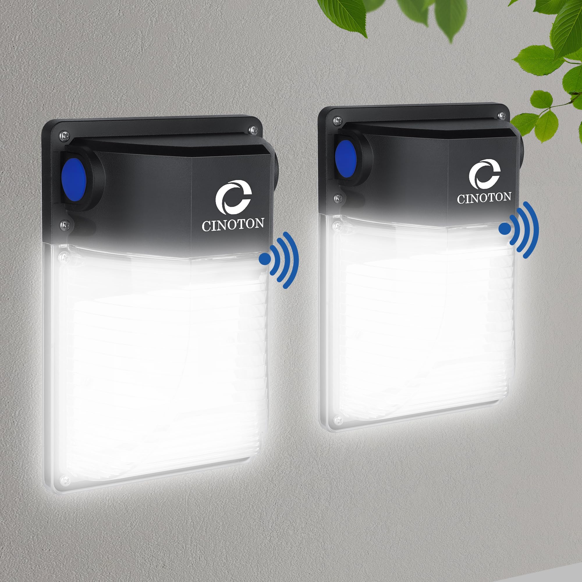 CINOTON 30W LED Wall Pack Light with Dusk to Dawn Sensor, 3600LM, 5000K Daylight [120Vac/200-300W HID/HPS Equiv.] IP65 Waterproof Outdoor Security Flood Lighting for Garage Warehouse Garden 2 Pack