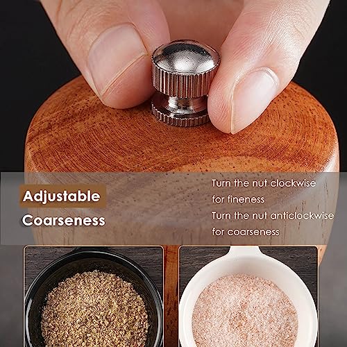 mosuniro Salt and Pepper Grinder Set - 2 Pack Wooden Salt and Pepper Mill Sets with Adjustable Coarseness - Refillable Manual Pepper Mill Grinder