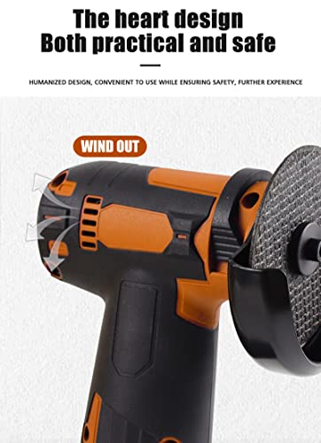 Weytoll 12V Cordless Brush Angle Grinder Kit, Grinding Disc 3/76mm, 19500rpm Electric Grinding Tool Mini Grinder Handheld Cutter with 2pcs 12V1300mAh Batteries and 6 Cutting Discs, Orange