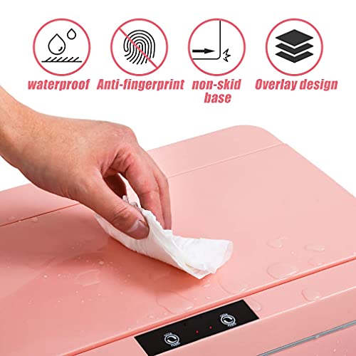 Hudada Automatic Touchless Infrared Motion Sensor Trash Can, 13 Gallon High-Capacity Plastic Kitchen Garbage Can with Lid for Kitchen Home Office Living Room Bedroom (Pink)
