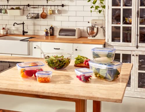 Superio Sealed Food Storage Container Set of 5- Airtight, Leakproof Meal Prep Containers with Easy Snap Lid- Microwave and Freezer Safe- Rectangular
