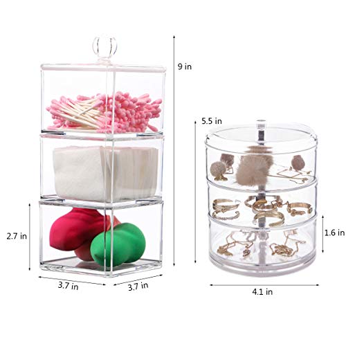 2 Pack Clear Hair Accessory Storage Containers Acrylic Hair Accessories Holder Organizer Hair Tie Container Jar Stackable Hair Clip Container Organizer Jewelry Hairband Holder Box Organizer with Lids