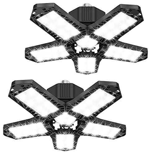 AXUAN 160W LED Garage Light 2 Pack, 16000LM Garage Light with 6 LED Garage Ceiling Lights Panels, Deformable LED Shop Light LED Glow Light for Garage, Basement, Workshop