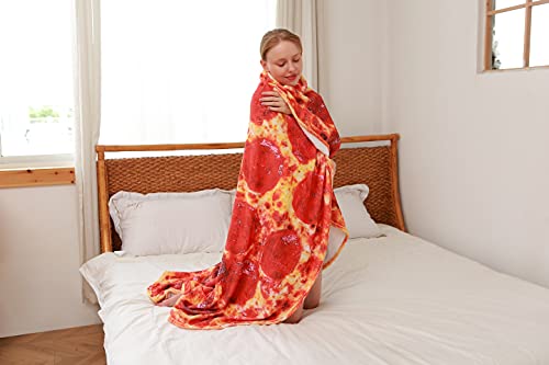Pizza Throw Fuzzy Soft Blanket for Kids and Adult, Novelty Realistic Funny Food Warm 285 GMS Cozy Flannel Blanket
