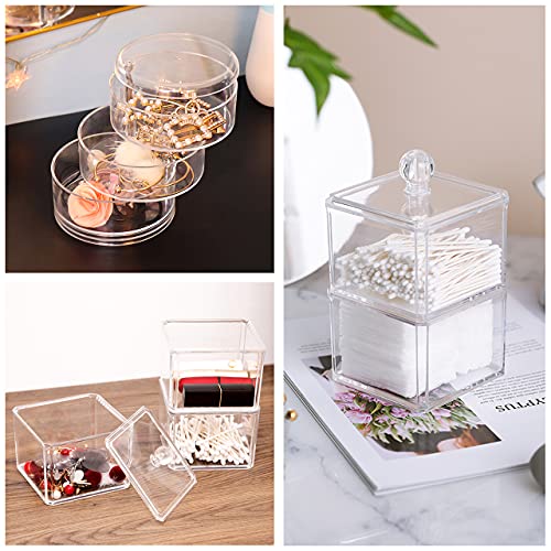 2 Pack Clear Hair Accessory Storage Containers Acrylic Hair Accessories Holder Organizer Hair Tie Container Jar Stackable Hair Clip Container Organizer Jewelry Hairband Holder Box Organizer with Lids