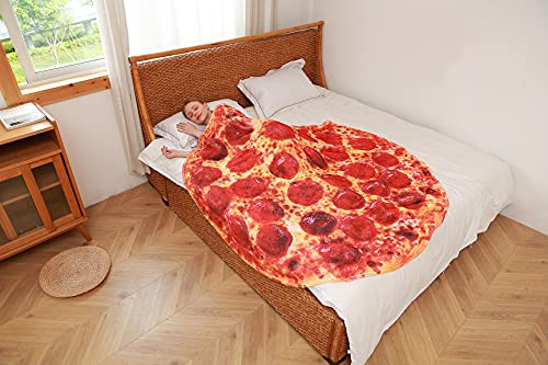 Pizza Throw Fuzzy Soft Blanket for Kids and Adult, Novelty Realistic Funny Food Warm 285 GMS Cozy Flannel Blanket