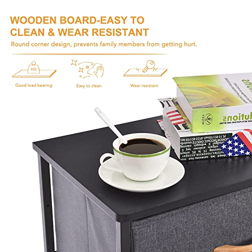 WAYTRIM Vertical Dresser Storage Tower with 5 Drawers, Fabric Organizer Dresser Tower for Bedroom, Hallway, Entryway, Closets - Charcoal
