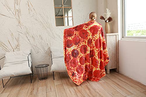 Pizza Throw Fuzzy Soft Blanket for Kids and Adult, Novelty Realistic Funny Food Warm 285 GMS Cozy Flannel Blanket
