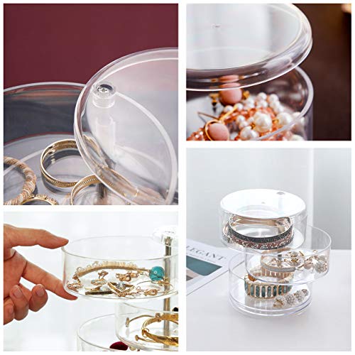 2 Pack Clear Hair Accessory Storage Containers Acrylic Hair Accessories Holder Organizer Hair Tie Container Jar Stackable Hair Clip Container Organizer Jewelry Hairband Holder Box Organizer with Lids