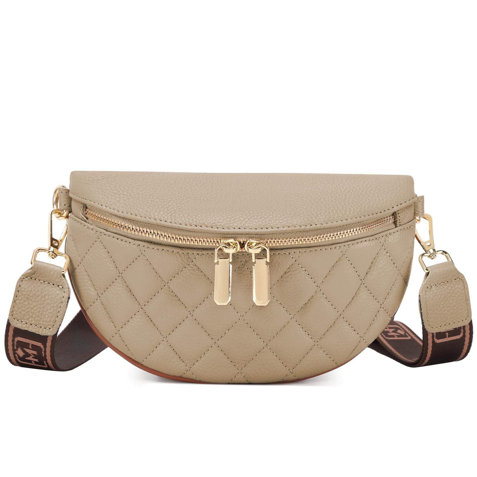 Eslcorri Small Crossbody Sling Bag for Women Trendy - Fashionable Fanny Packs Vegan Leather Chest Belt Bum Bag Anti Theft Crossbody Sling Purse for Travel Sport Camping - Apricot