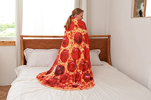 Pizza Throw Fuzzy Soft Blanket for Kids and Adult, Novelty Realistic Funny Food Warm 285 GMS Cozy Flannel Blanket