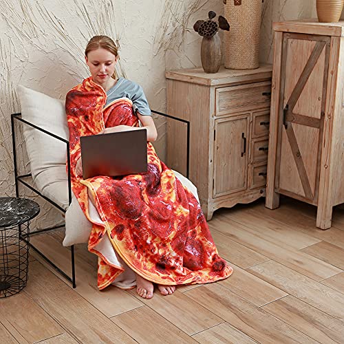 Pizza Throw Fuzzy Soft Blanket for Kids and Adult, Novelty Realistic Funny Food Warm 285 GMS Cozy Flannel Blanket