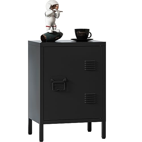 MIOCASA End Table Side Table Metal Nightstand Sofa Bedside Storage Cabinet with Storage Shelf Easy Assembly for Living Room, Bedroom