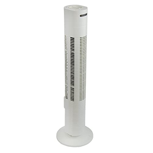 Comfort Zone CZTF320WT 31” 3-Speed Oscillating Tower Fan with Convenient Top-Mounted Controls, Perfect for Office, Desk or Dorm Room, White