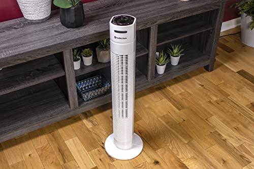 Comfort Zone CZTF320WT 31” 3-Speed Oscillating Tower Fan with Convenient Top-Mounted Controls, Perfect for Office, Desk or Dorm Room, White