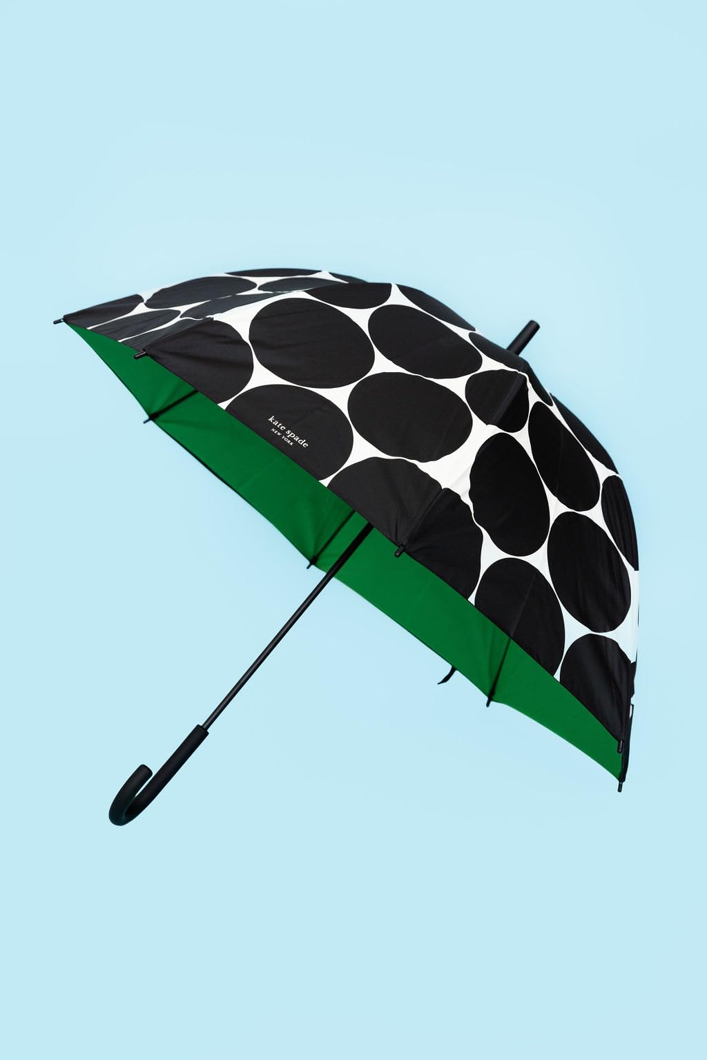kate spade new york Bubble Umbrella, Cute Black Umbrella for Adults, Umbrella for Rain Large Size, Joy Dot
