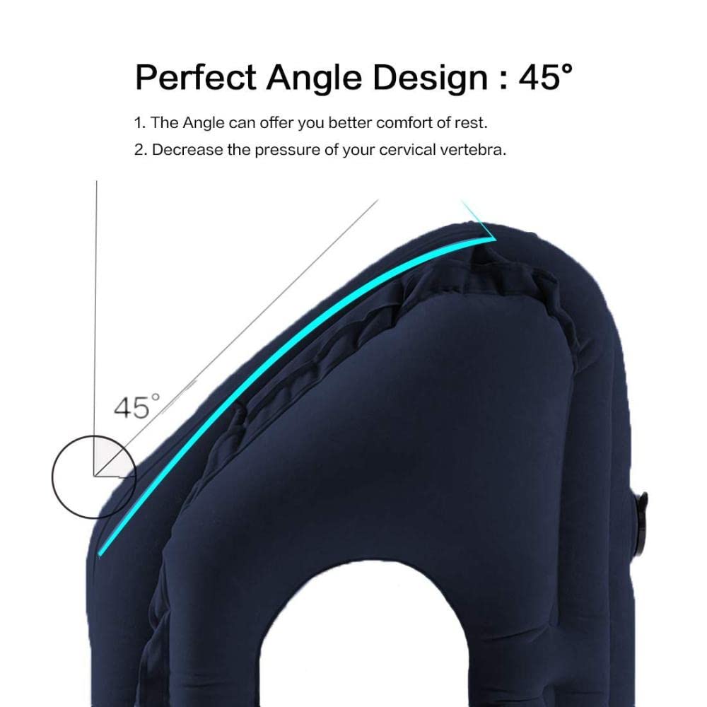 PVC Inflatable Travel Pillow Portable Headrest Chin Support Cushions for Airplane Plane Car Office Rest Neck Nap Pillows,Black