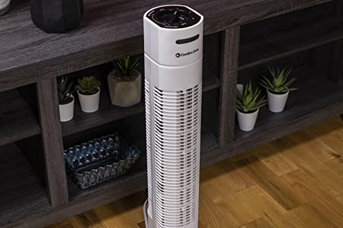 Comfort Zone CZTF320WT 31” 3-Speed Oscillating Tower Fan with Convenient Top-Mounted Controls, Perfect for Office, Desk or Dorm Room, White
