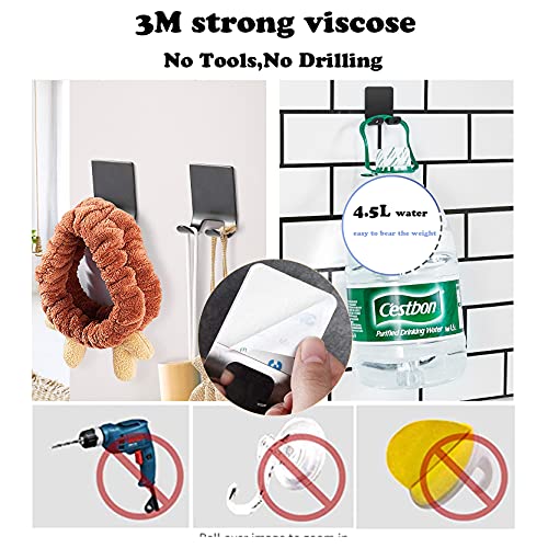Razor Holder Shaver Hook Hanger Stand Self Adhesive Hooks Heavy Duty Stainless Steel Phone Holders for Shower, Tools for Hanging Washcloth Towel Loofah for Bathtub Wall, Black (Black-4)