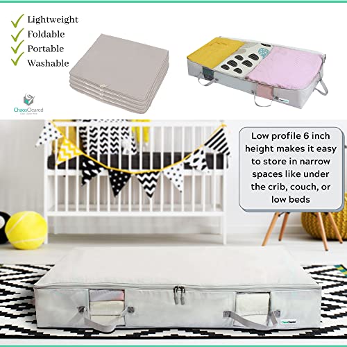 Under Bed Storage Containers for Toys, Clothes, Shoes etc. Underbed Organizer Bag that slides Under the bed without friction or wheels. Low profile 6" height is great for under the couch or other small spaces.