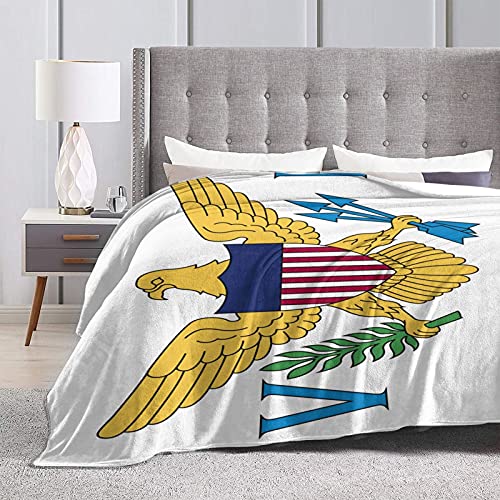 Flag of United States Virgin Islands Flannel Fleece Throw Blankets for Bed Sofa Living Room Soft Blanket Warm Cozy Fluffy Throw Plush Blanket
