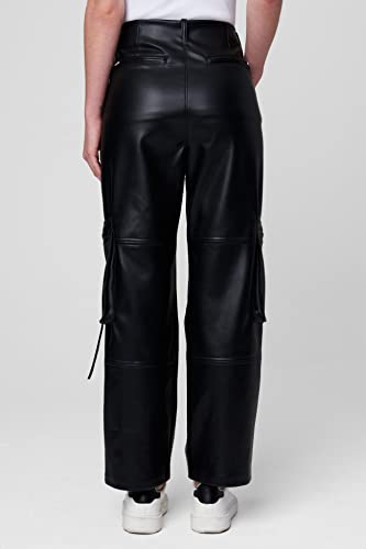 [BLANKNYC] Women's Vegan Black Leather Baxter Straight Leg Cargo Pants, Night Talk, 27 (US 4)