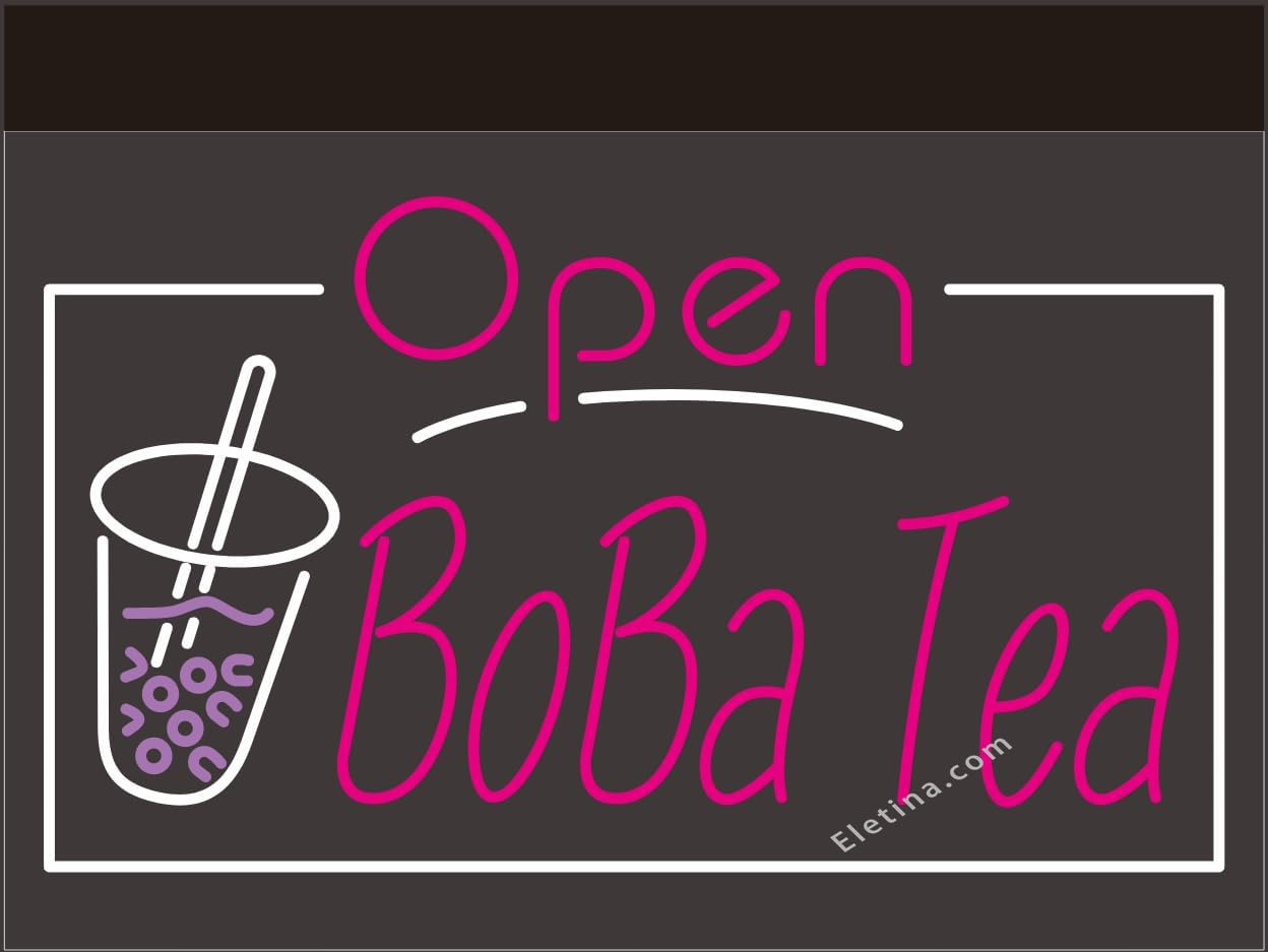 Bar Neon Light Sign Boba Tea. Open. Bubble Milk Tea St6-i4031 Lamp Neon Like Led Signs For Wall Decor